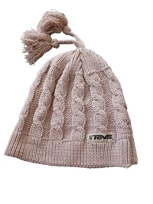 Teva Beanie Stocking Hat Tassel Women's Light Tan Ski One Size NWOTS | eBay