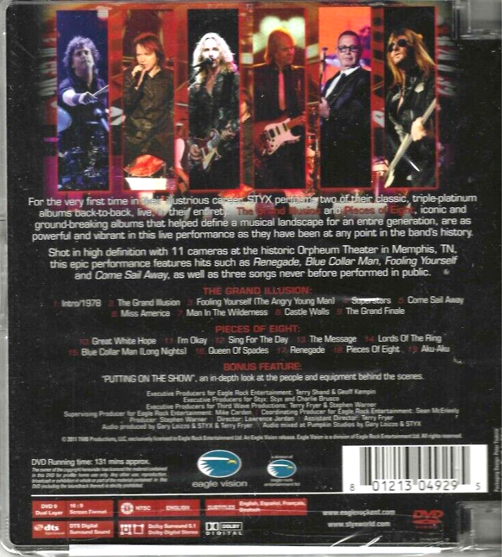 STYX, Live Concert, NEW! DVD 2 Albums Grand Illusion,Pieces of Eight, 2 ...
