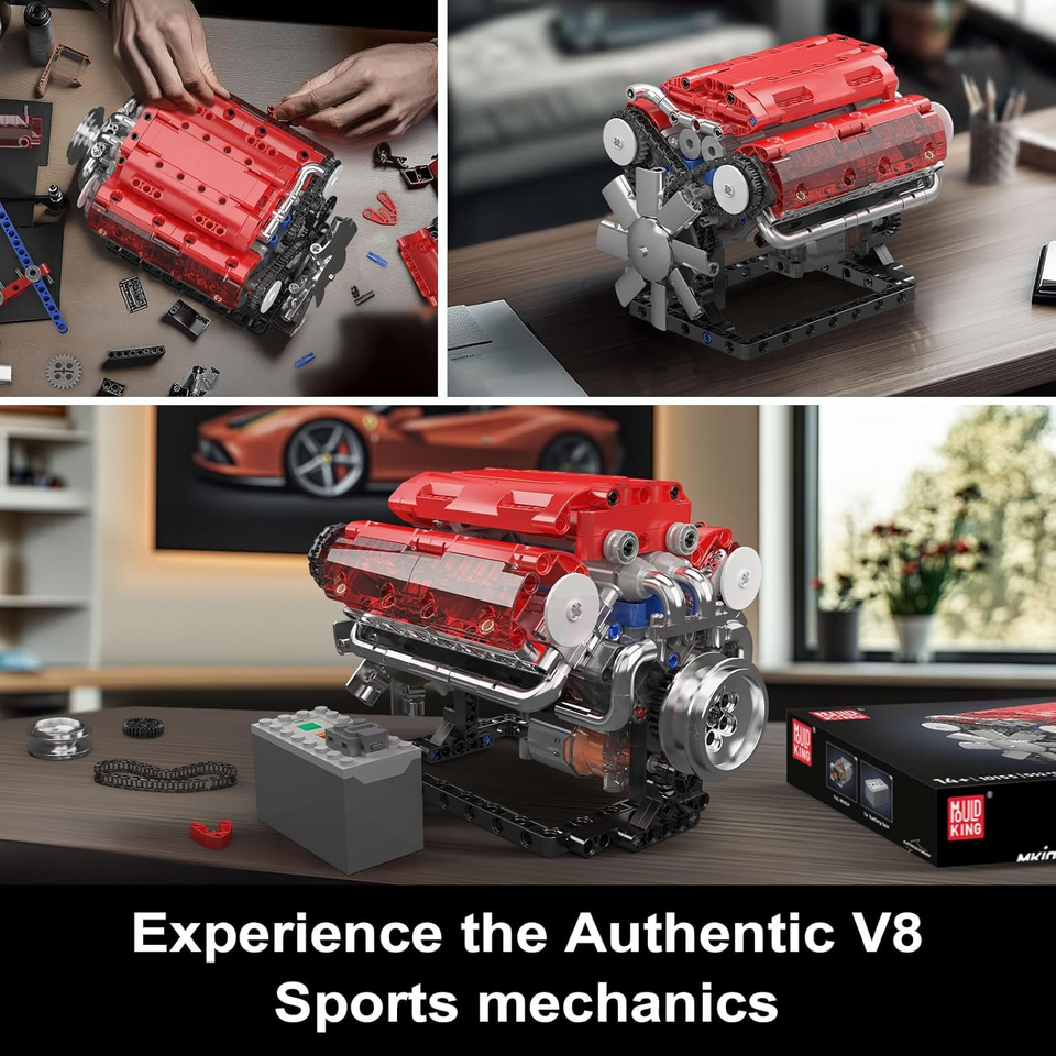 10155 V8 Engine Model Kit - 552 Pcs to Build Your Own Mini Engine That ...
