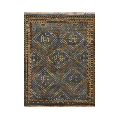 3'11''x6'0" Blue Hand Knotted Traditional Oushak Wool Oriental Area Rug ...