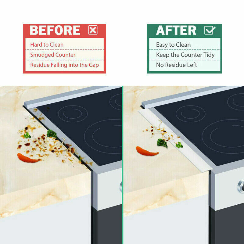 2x Silicone Stove Counter Gap Cover For Cooker Worktop Spill Guard Seal ...