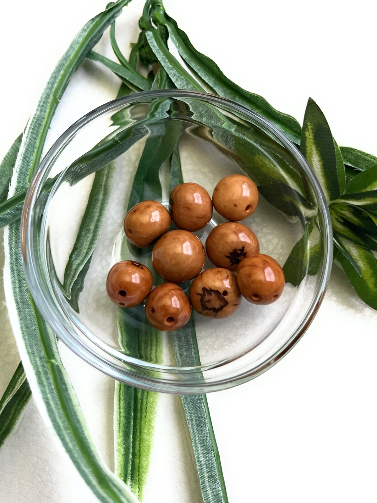 Pambil Beads Brown TGP115, 10 pieces Organic Crafting beads Tagua beads ...