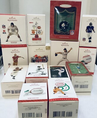 Hallmark Keepsake Ornament Sports Lot of 14 Baseball, Football, Etc ...