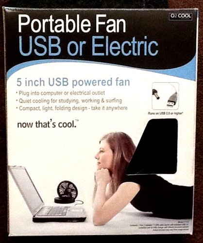 O2 Cool Computer - USB or Electric Powered Portable black 5" Fan #1123 ...