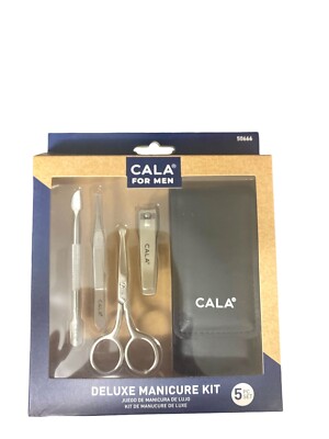 CALA For Men Deluxe Manicure Kit, 5 Piece Set with Case, Grooming Tools ...