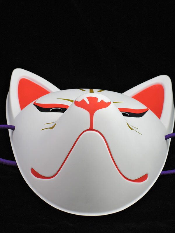 Komendo Tenko Full Face Fox Mask Kitsune White Red PVC Omatsuri Land ...