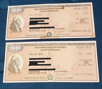 Lot Of 2: $50 UNITED STATES Savings Bond~George Washington Series EE ...
