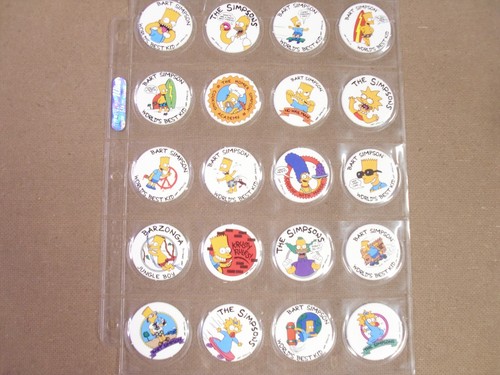 SIMPSONS POGS/MILKCAPS BART AND REST COMPLETE SET OF ALL (20) SHEETED ...