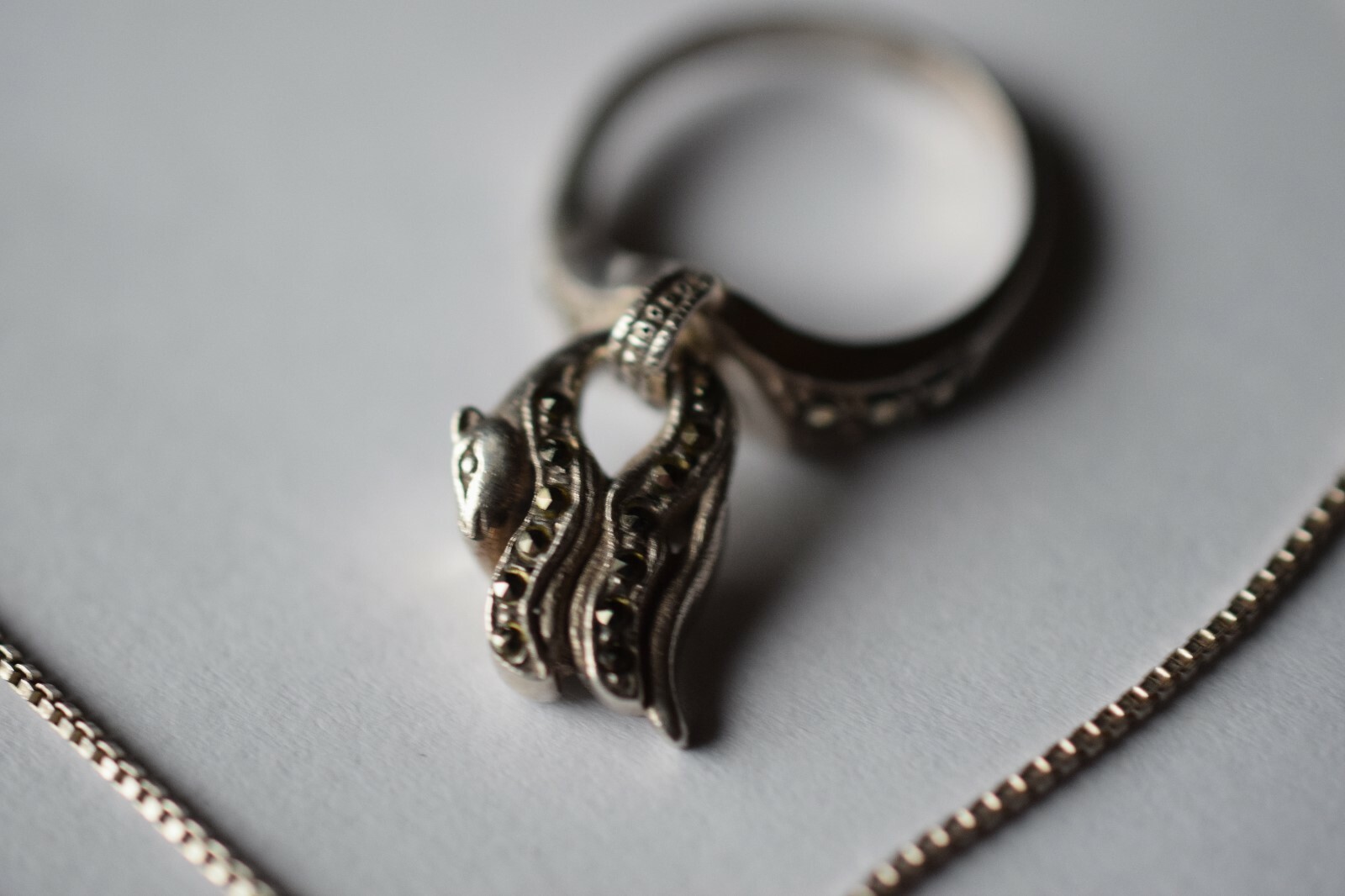 Vintage Unique Rare 925 Marcasite Panther Necklace and Ring. | eBay