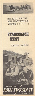 1964 NEBRASKA TV AD ~ STAGECOACH WEST RICHARD EYER WAYNE ROGERS ROBERT ...