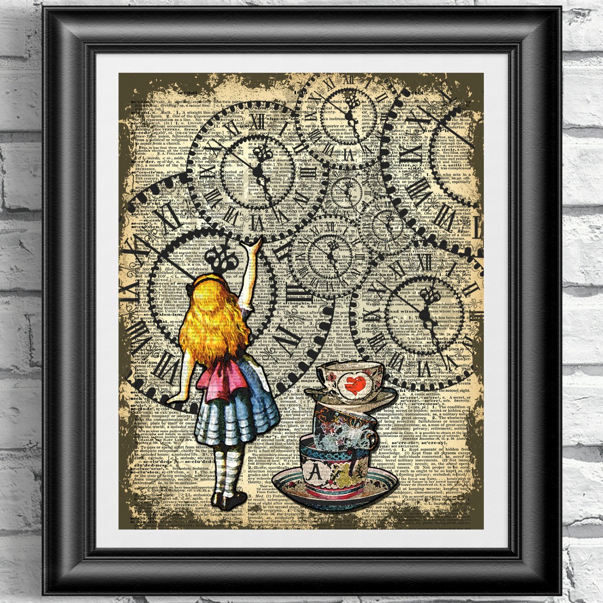 Art Print Original On Antique Book Page Vintage Alice In Alice In
