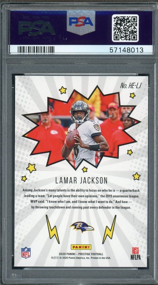 Lamar Jackson 2020 Panini Prestige Heroes Football Card #HELJ Graded ...