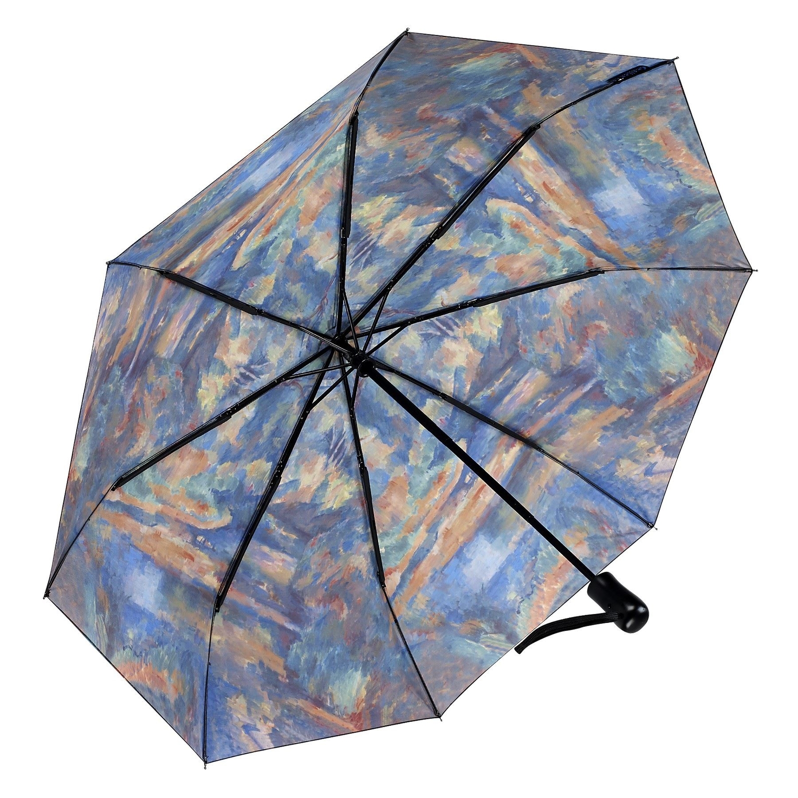Compact Umbrella Brolly Automatic Open Close Small Blue Patterned ...