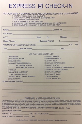 Express Check In Drop Off Envelope/After Hours Service•AP-EDO-G1 •Qty ...