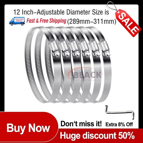 12 inch Worm Gear Hose Clamps Pipe Clamp Duct Clamp Fuel Line Clamp for ...