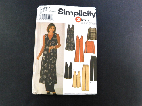Simplicity 2002 Pattern #5919 Size RR (14-20) VTG Ladies Sportswear NEW ...