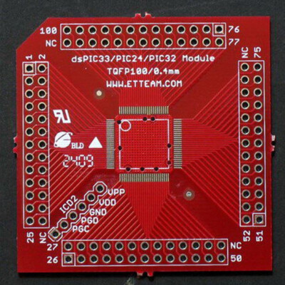 CONVERTER ADAPTER PCB - 2 each of TQFP100 PIC24 PIC32 dsPIC33 0.4mm (5.1x5.1cm) | eBay