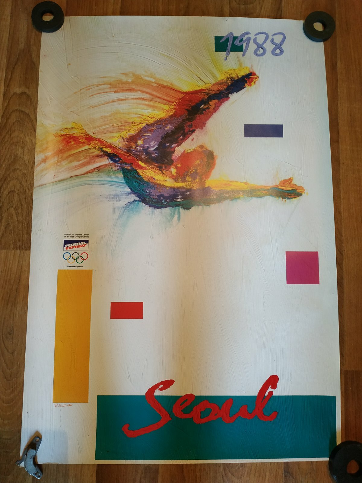 Olympic original poster Seoul 1988 swimming jumping | eBay