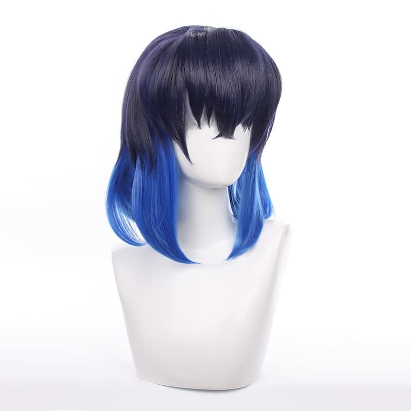 Anime wig Demon Slayer Hashibira Inosuke Cosplay Wigs Black blue short ...