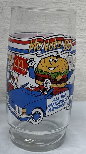 1986 McDonald’s McVote ‘86 16oz 6” Collectors Glass McDLT Burger Of The ...
