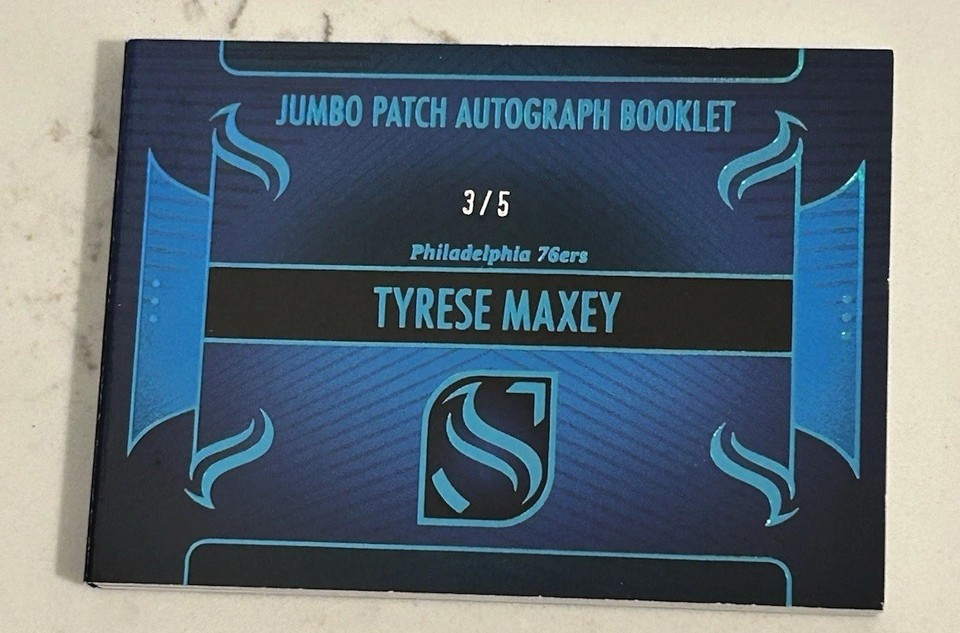 2024-2025 NBA Panini Silhouette Tyrese Maxey Jumbo Patch Auto Booklet 3 ...