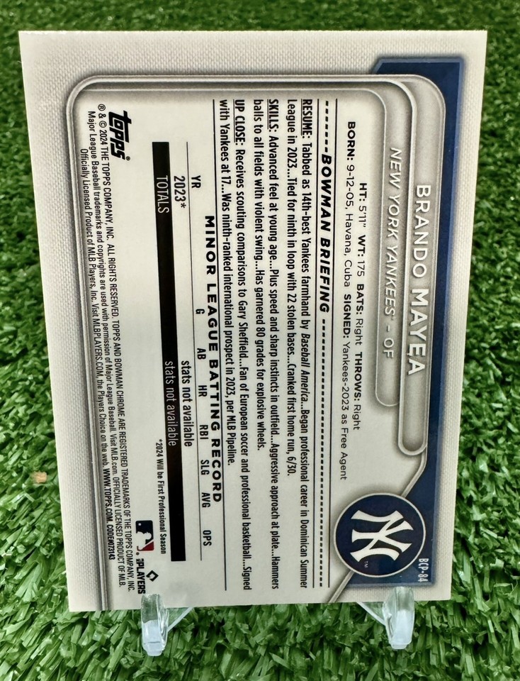 2024 Bowman Chrome Prospects Brando Mayea New York Yankees #BCP-84 | eBay