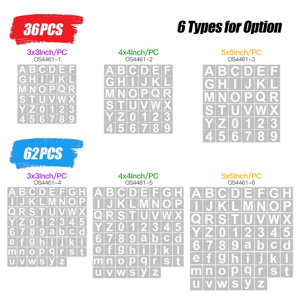 36pcs 4 Inch Alphabet Letters & Numbers Stencils PET Art for Painting ...