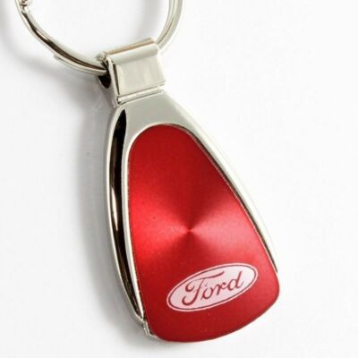 Ford Logo Red Tear Drop Authentic Chrome Key Fob Keyring Keychain Tag ...