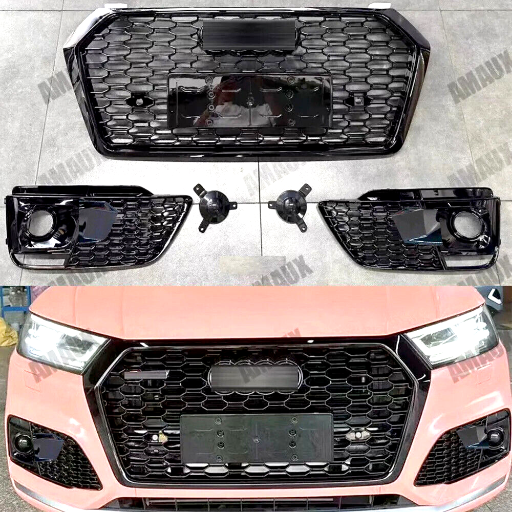 For Audi Q5 SQ5 2018 2019 RSQ5 Style Front Honeycomb Mesh Grill+Fog ...
