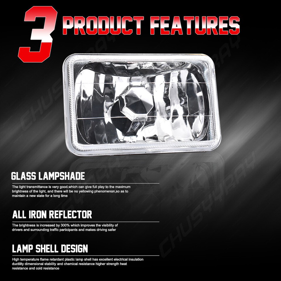 4pcs 4x6" LED Headlights Halo DRL Hi/Lo Fit Pontiac Firebird Trans AM ...