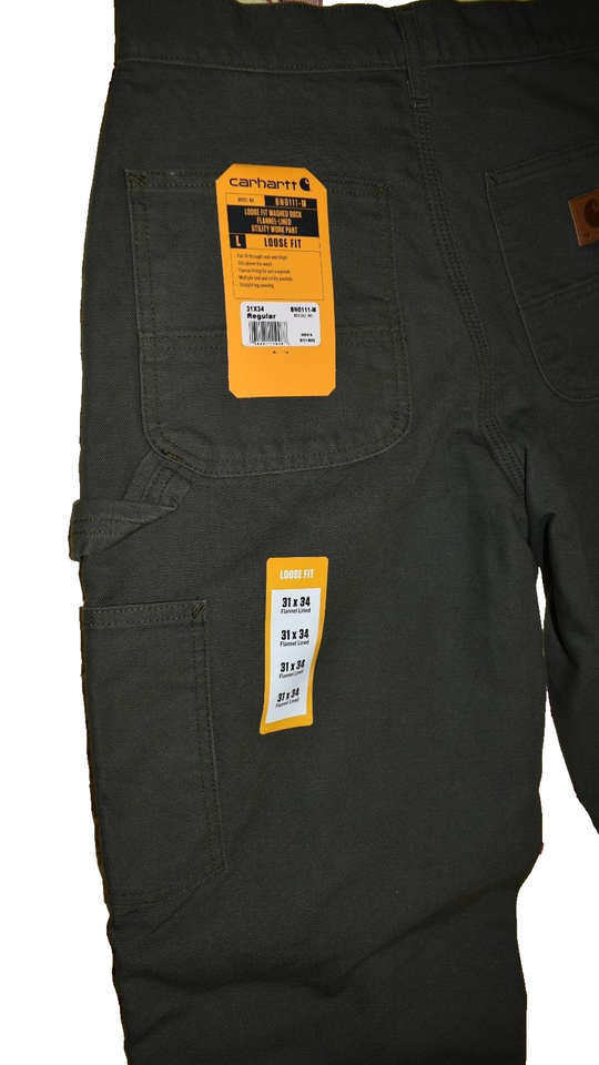 Carhart Flannel Lined Utility Cargo Work Pants New with Tags 31 W 34 ...