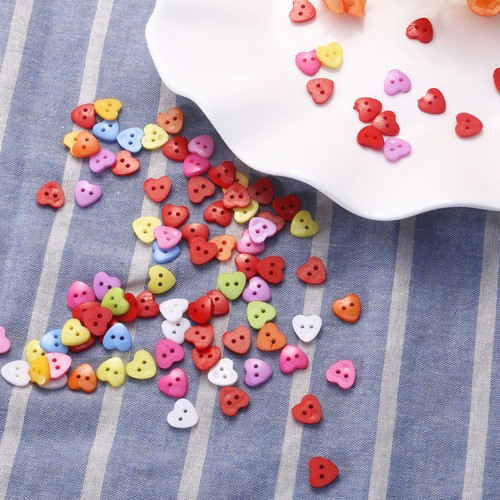 100 Pcs Sewing Craft Decoration Resin Button Heart Shaped Buttons 2 ...
