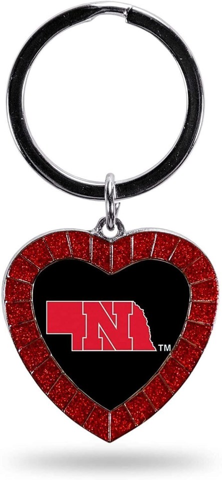 NCAA Nebraska Cornhuskers NCAA Rhinestone Heart Colored Keychain, Red ...