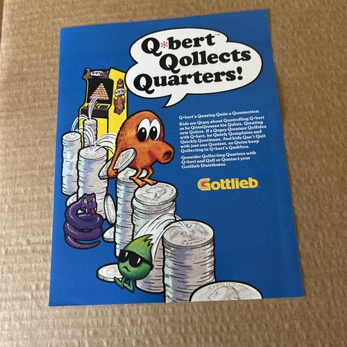 nos Original Factory Q*bert Qbert Gottlieb arcade Video game flyer | eBay