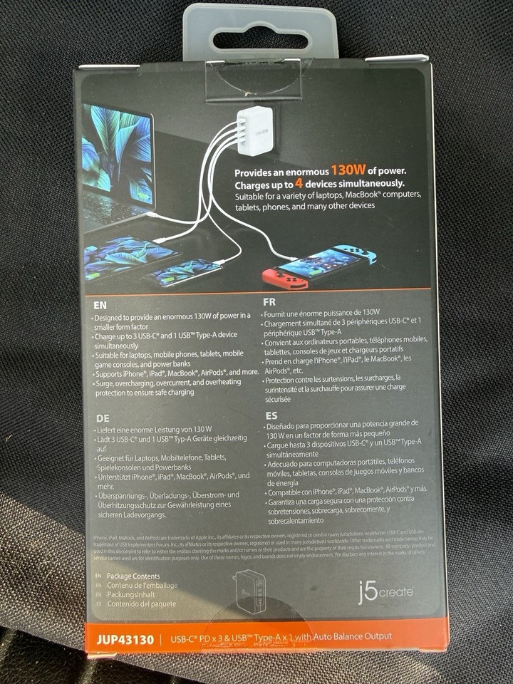 j5 Create 130W GaN USB-C 4 Port Charger JUP43130 | eBay