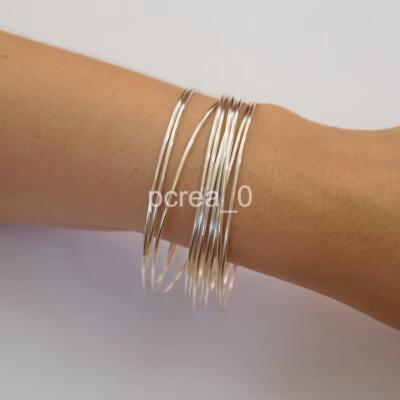 Sterling Silver Bangle 10 Set of Bangle, Thin Stacking Bangle Plain ...
