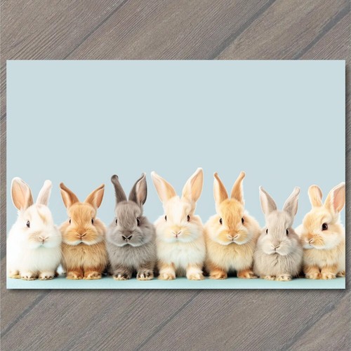 4x6" Rabbit Bunnies Posing Line Funny Hare Pure Cuteness Adorable ...
