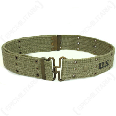 WW2 US Army Military Olive Drab Cotton Canvas Pistol Belt Webbing M1936 ...