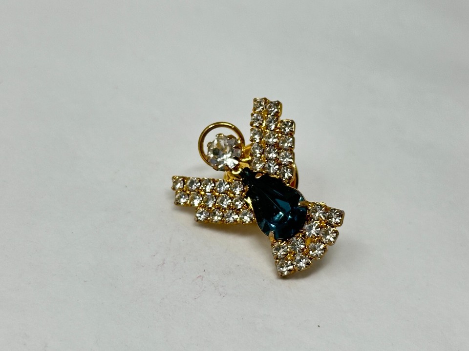 Vintage Goldtone Blue and Clear Rhinestone Angel with Halo Tac Pin | eBay