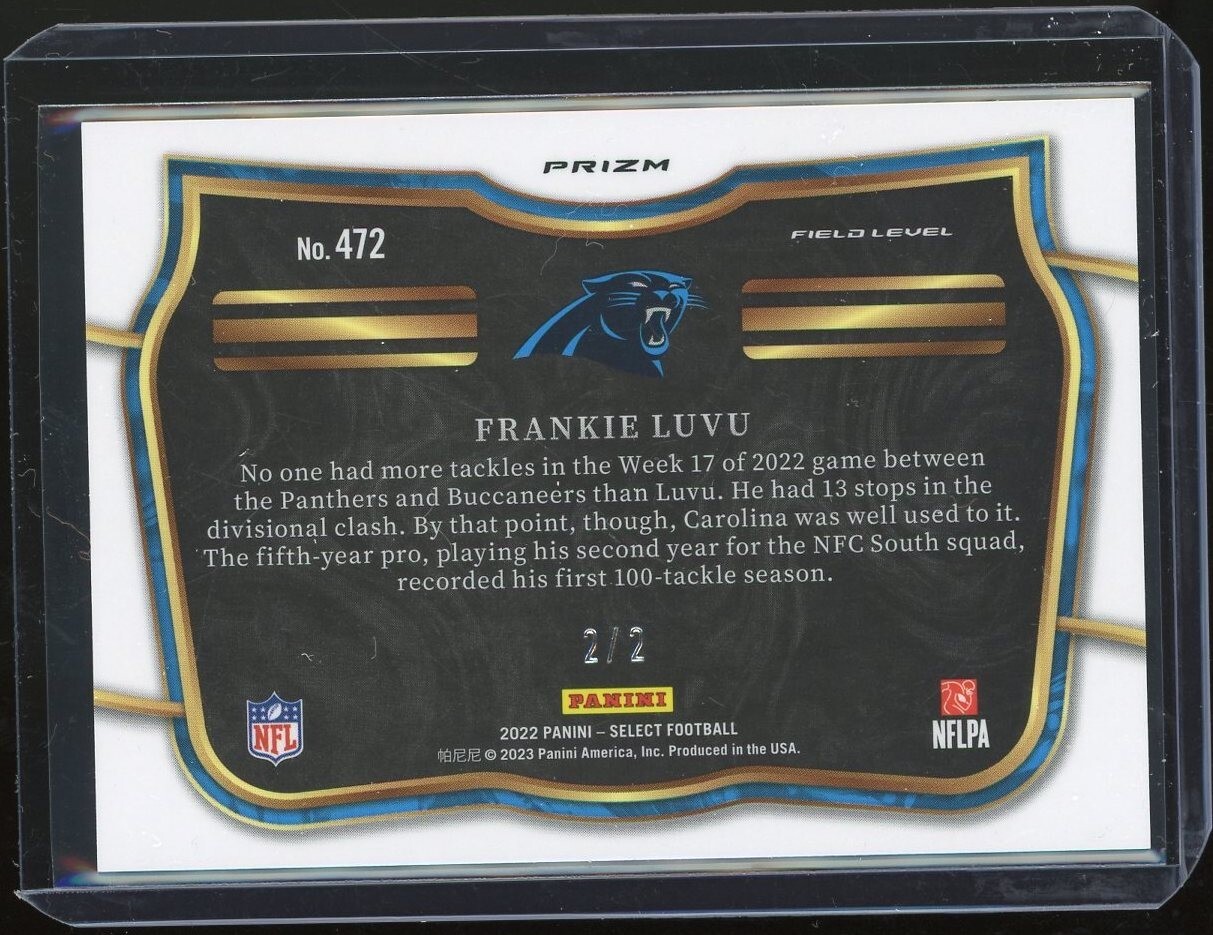2022 Panini Select Field Level Snakeskin Prizm Rookie #472 Frankie Luvu ...