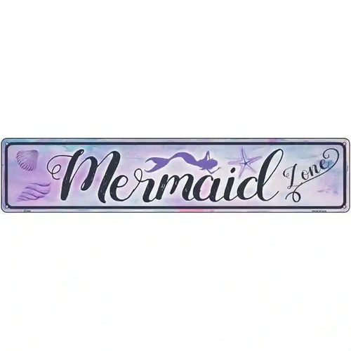 Mermaid Zone Novelty 3"x12" metal street sign plaque Home Door Garage ...