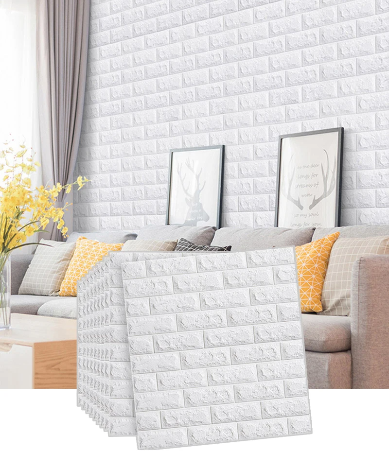 40Pcs Self Adhesive 3D Tile Foam Stick Wall Sticker Brick Wall Sticky ...