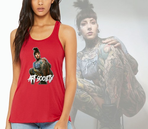 Neu Art Society Damen Tattooed Natalie Rot Racerback Tank Top SMALL ...