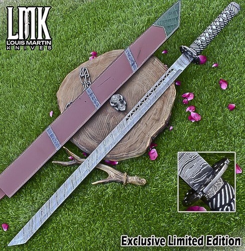 LMK Custom Forged Twist Damascus Sword Paracord Wrapped Rare Steel ...