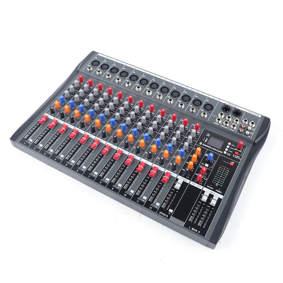 12 Channel Powered Bluetooth Studio Mixer Digital Mixer Mixing Console ...