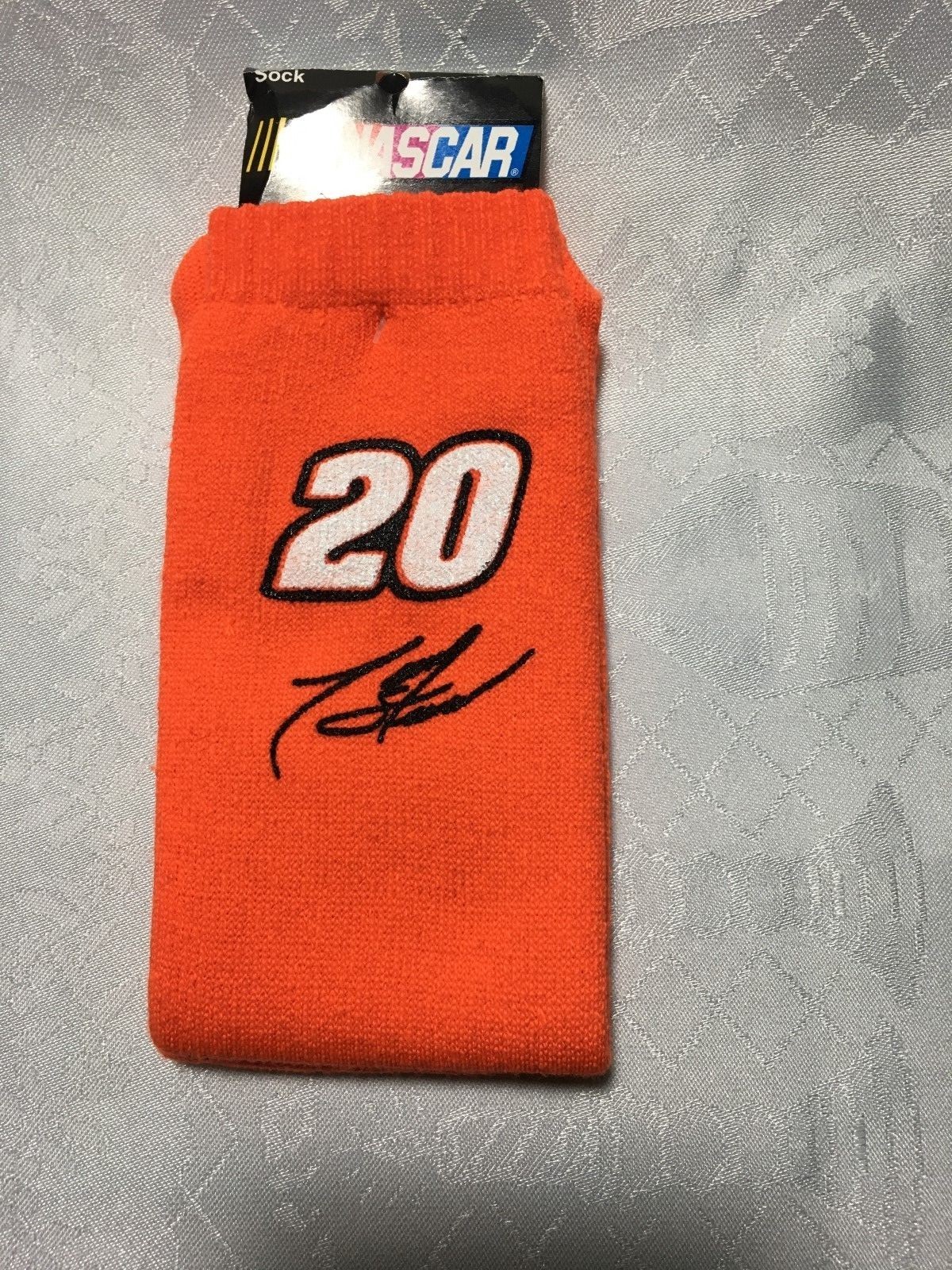 2 PAIR TONY STEWART NASCAR DRIVER SIGNATURE SLIPPER SOCKS #20 ORANGE ...
