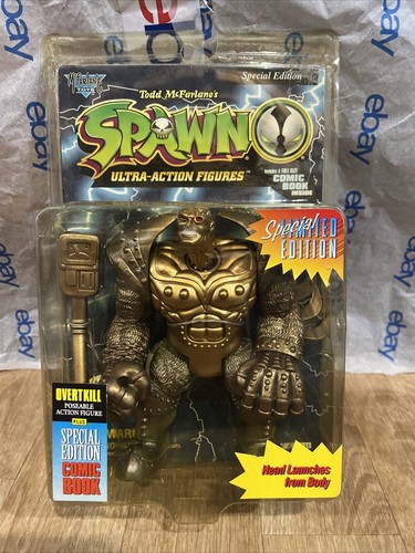 SPAWN OVERTKILL SPECIAL ED. GOLD TODD MCFARLANE TOYS ACTION FIGURE w ...