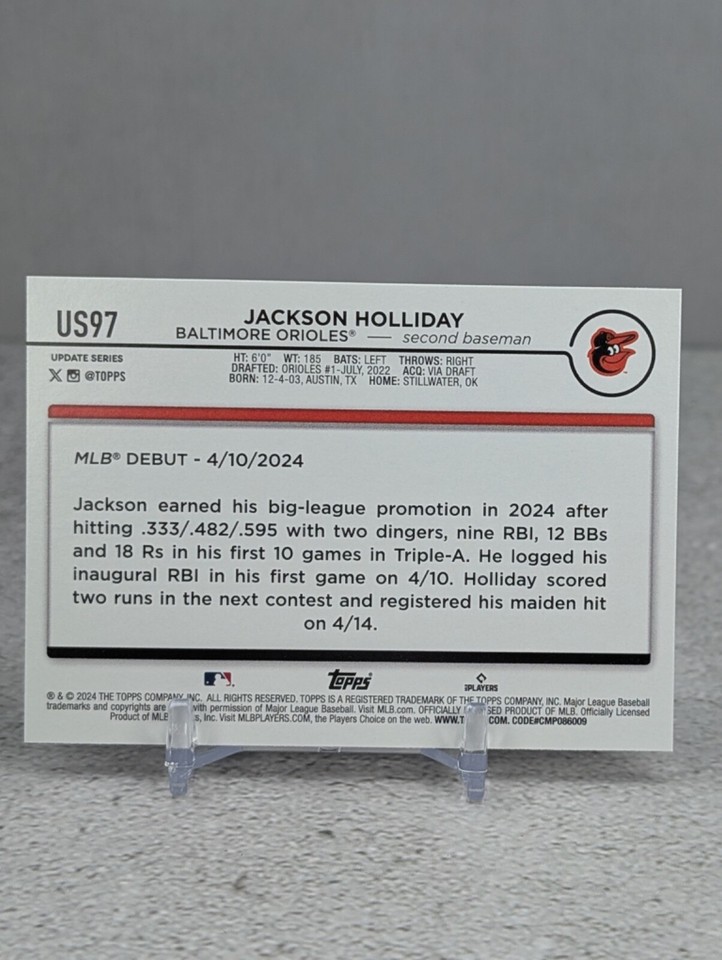 2024 Topps Update Series - Rookie Debut #US97 Jackson Holliday (RC) | eBay