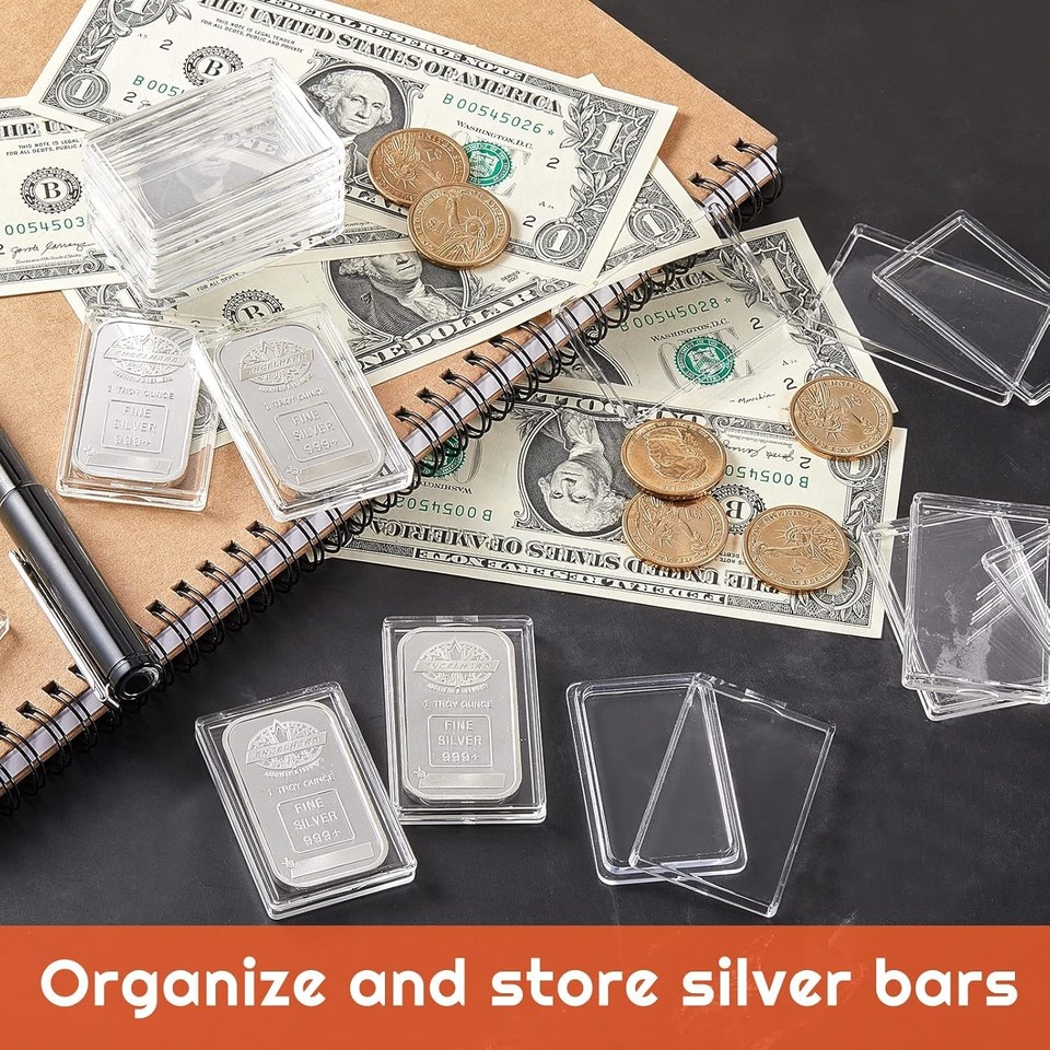20PC Coin Cases Holder Capsules Direct Fit 1oz Silver Bar One Troy ...