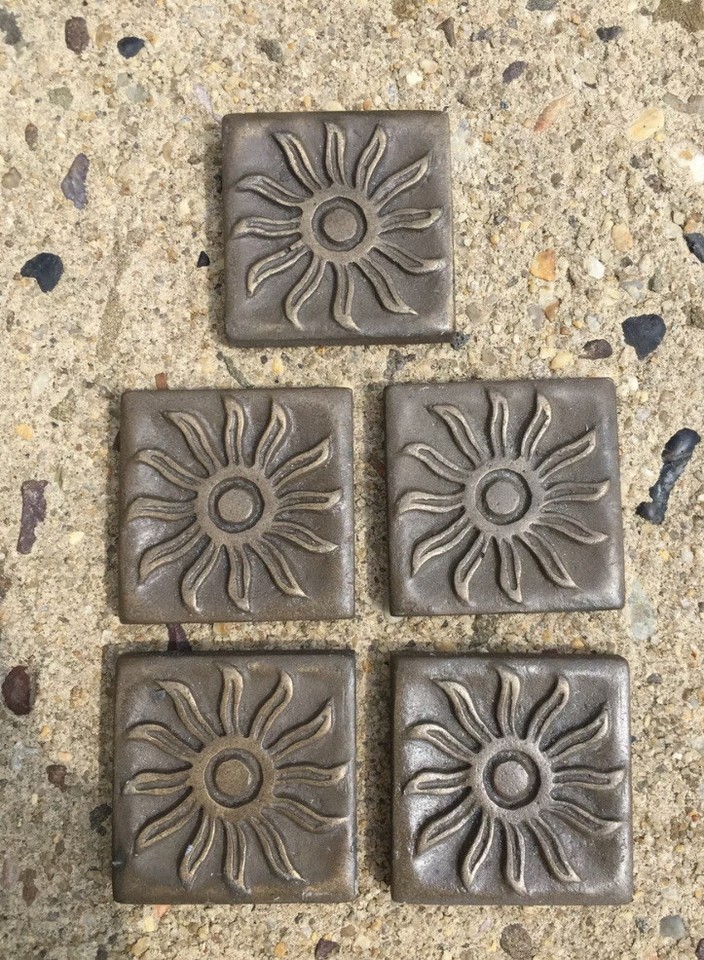 Tile 2x2 Brown Antique Metal Sunrise Accent Insert Deco 5/pack FREE ...